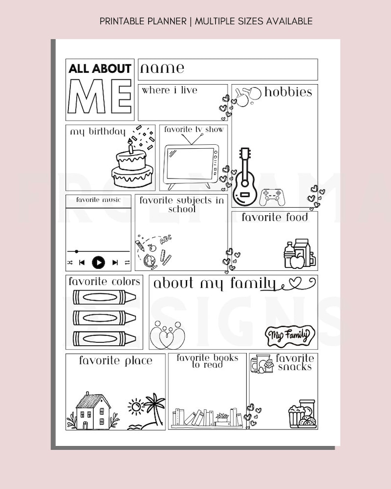 All About Me Homeschool Interview: Kids Questionnaire (PDF) - Etsy UK