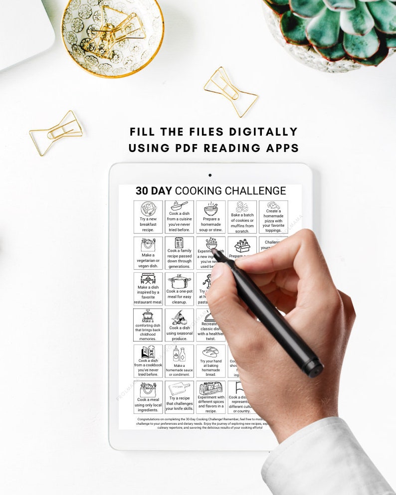 30-day Cooking Challenge Printable: Healthy Eating Tracker (PDF) - Etsy