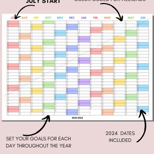 2023/24 Year Planner JUL 2023 JUN 2024 Yearly Planner on 1 Page ...