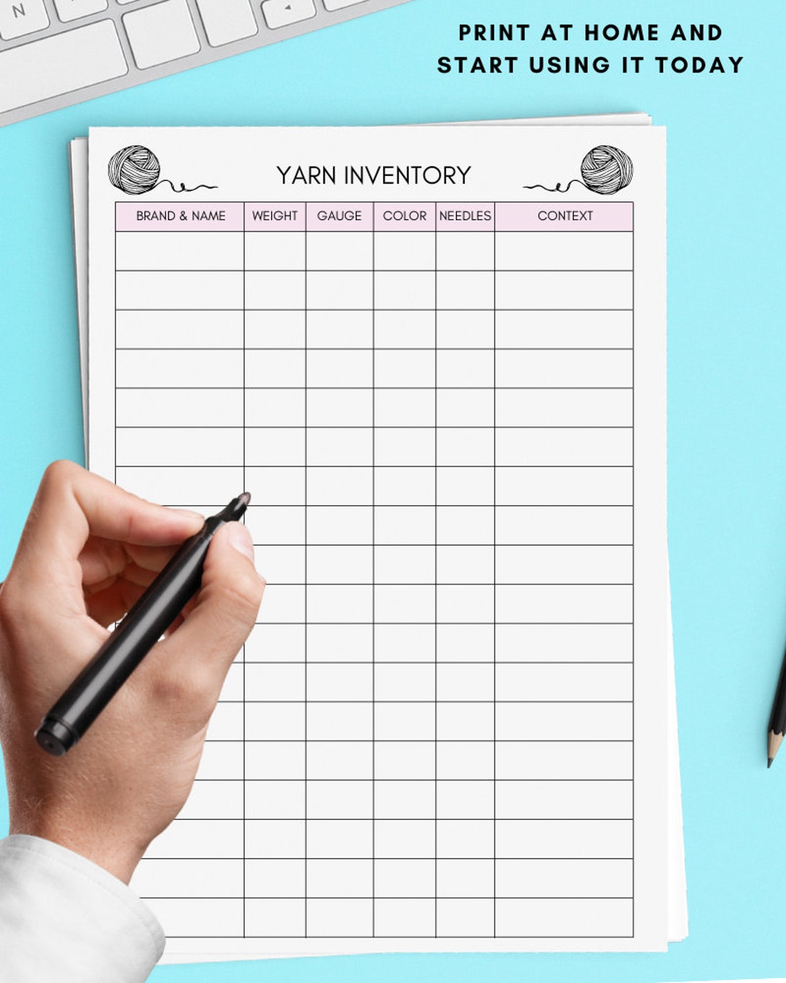 Yarn Inventory Tracker Printable: Knit & Crochet Supplies (PDF) - Etsy
