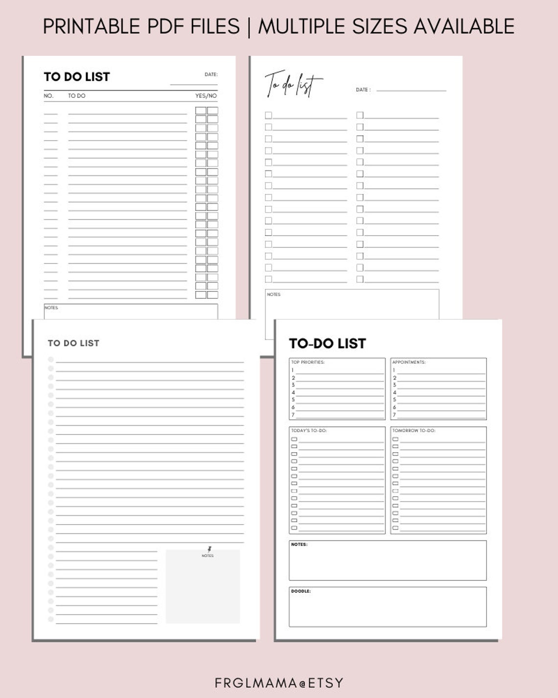 Minimalist to Do List Printable Bundle to Do List Pages | Etsy
