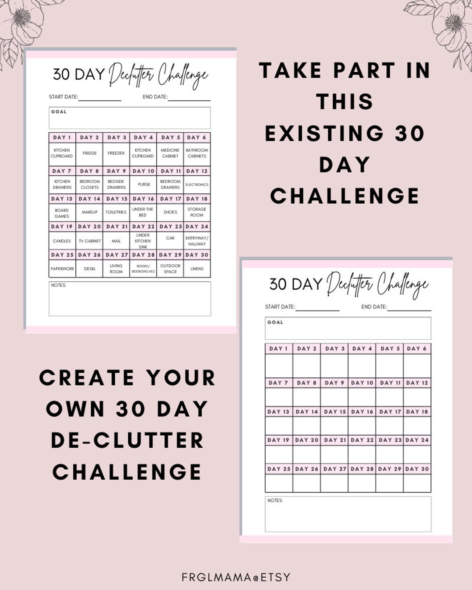 30 Day Declutter Challenge Declutter Tracker Printable Home Cleaning ...