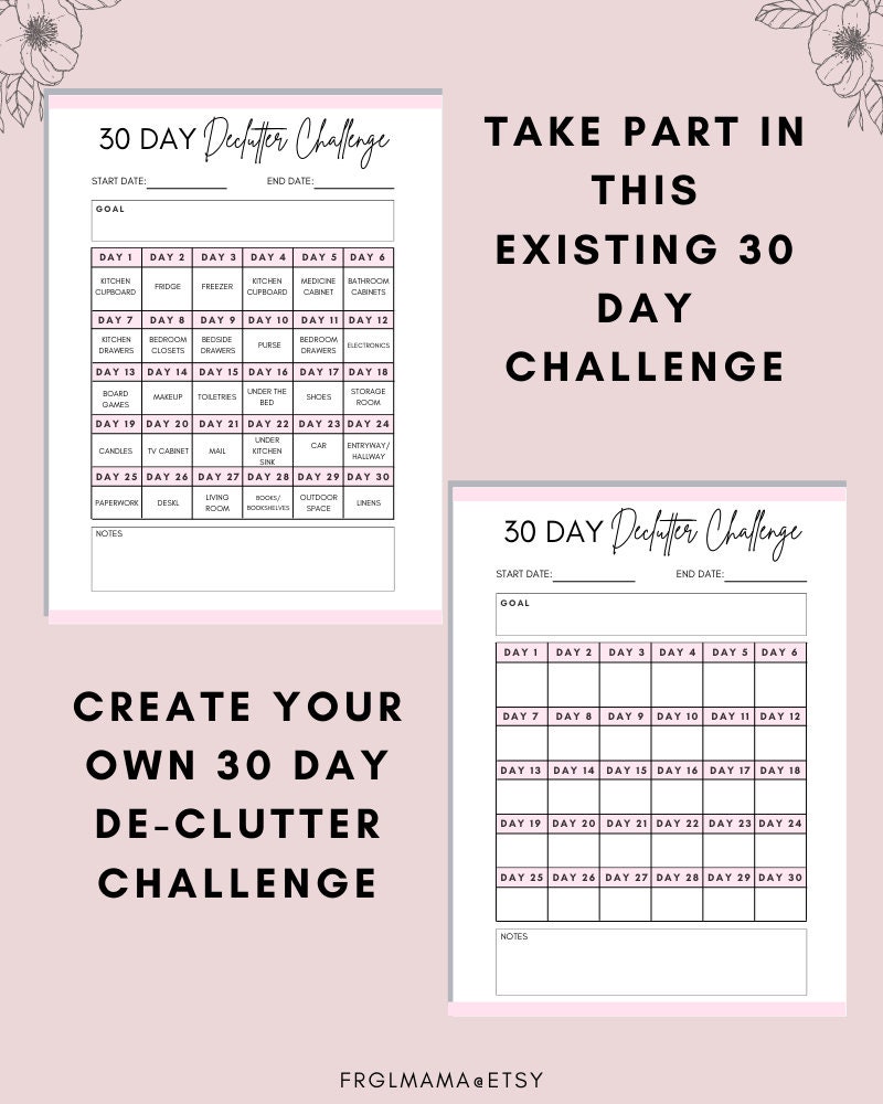 30 Day Declutter Challenge Declutter Tracker Printable - Etsy