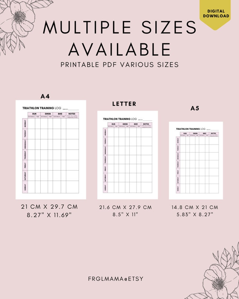 Triathlon Training Log: Printable Workout Planner (A4 A5 Letter PDF) - Etsy