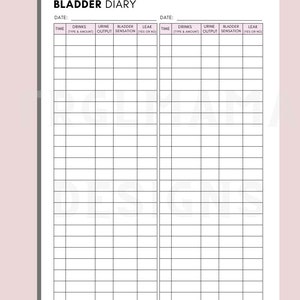 Bladder Diary Tracker Printable: Urination & Symptoms Log (PDF) - Etsy UK