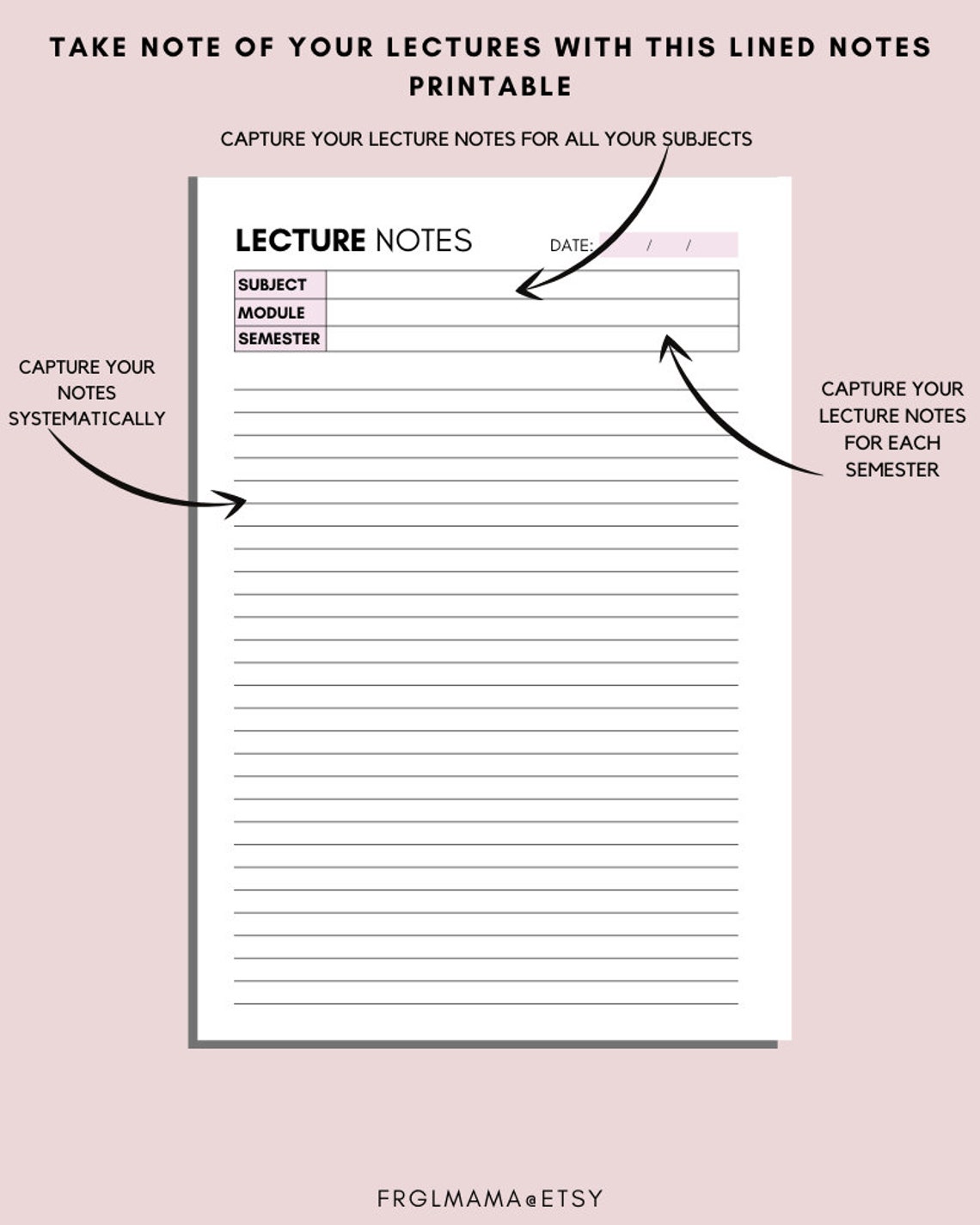 Printable Lecture Notes Lined Notes for School and College | Etsy