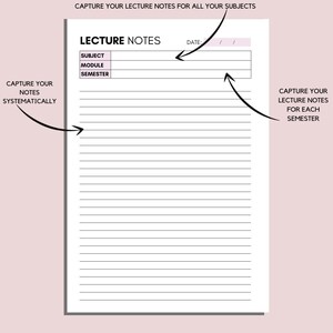 Printable Lecture Notes, Lined Notes for School and College Planners ...