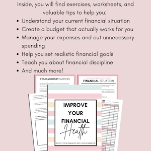 Improve Your Financial Health Workbook, Budget Planner Finance Planner ...
