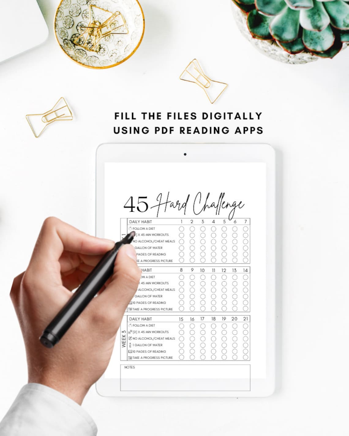 45 Hard Challenge Tracker Bundle: Fitness & Self-improvement (PDF) - Etsy