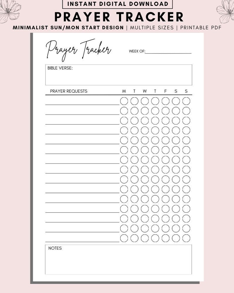 Prayer Request List & Tracker Printable: Bible Study Planner (PDF ...