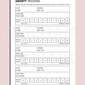 Anxiety Tracker Printable Template, Track Daily Anxiety Levels, Anxiety ...