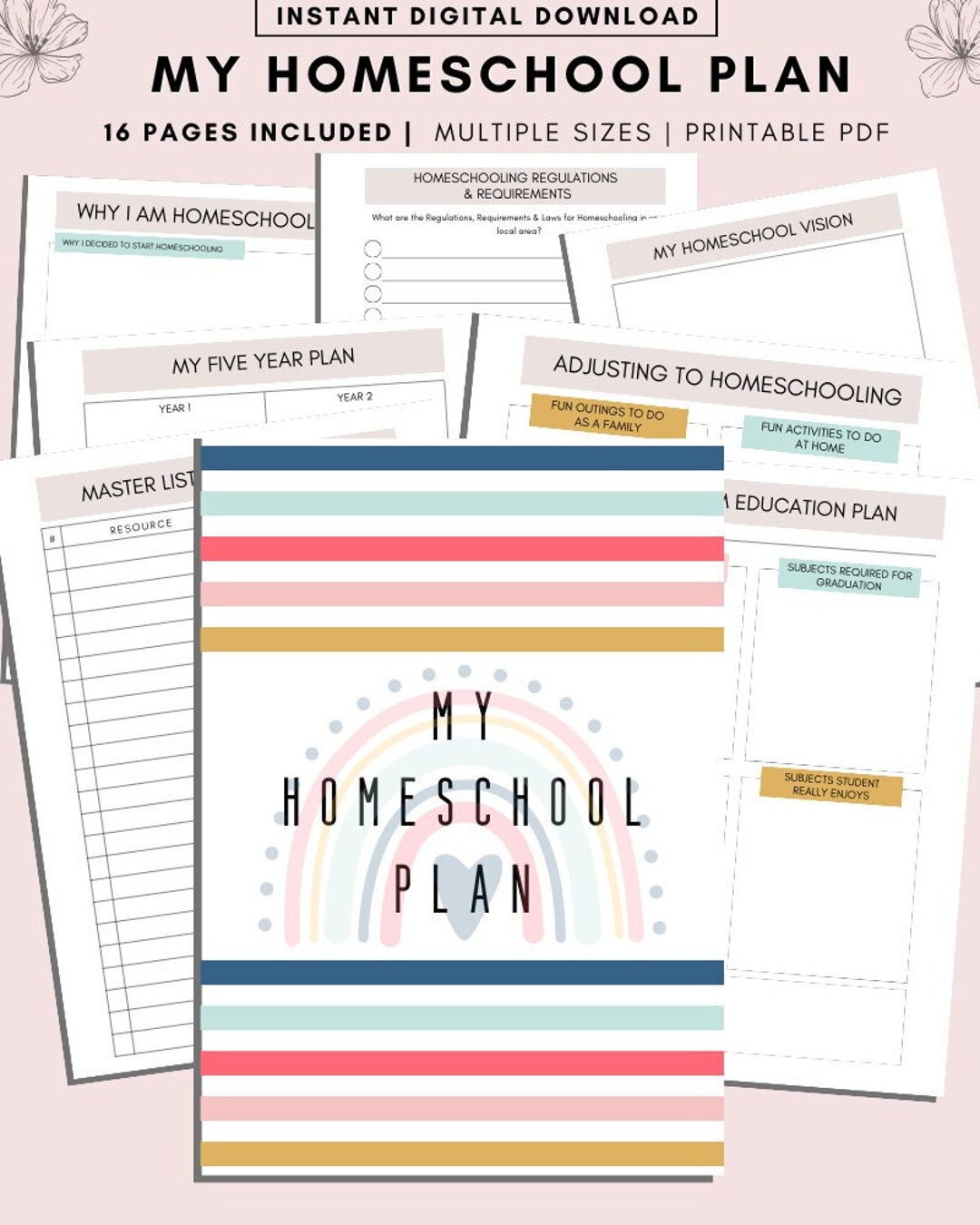 My Homeschool Plan, Rainbow Homeschool Planner, Simple Homeschool ...