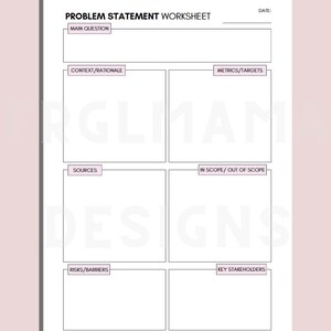 Problem Statement Worksheet Printable, Research Paper Journal A4 PDF ...