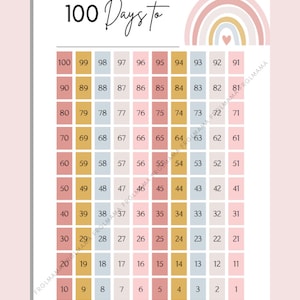 100 Day Countdown Printable Planner, Countdown Calendar, Fitness ...