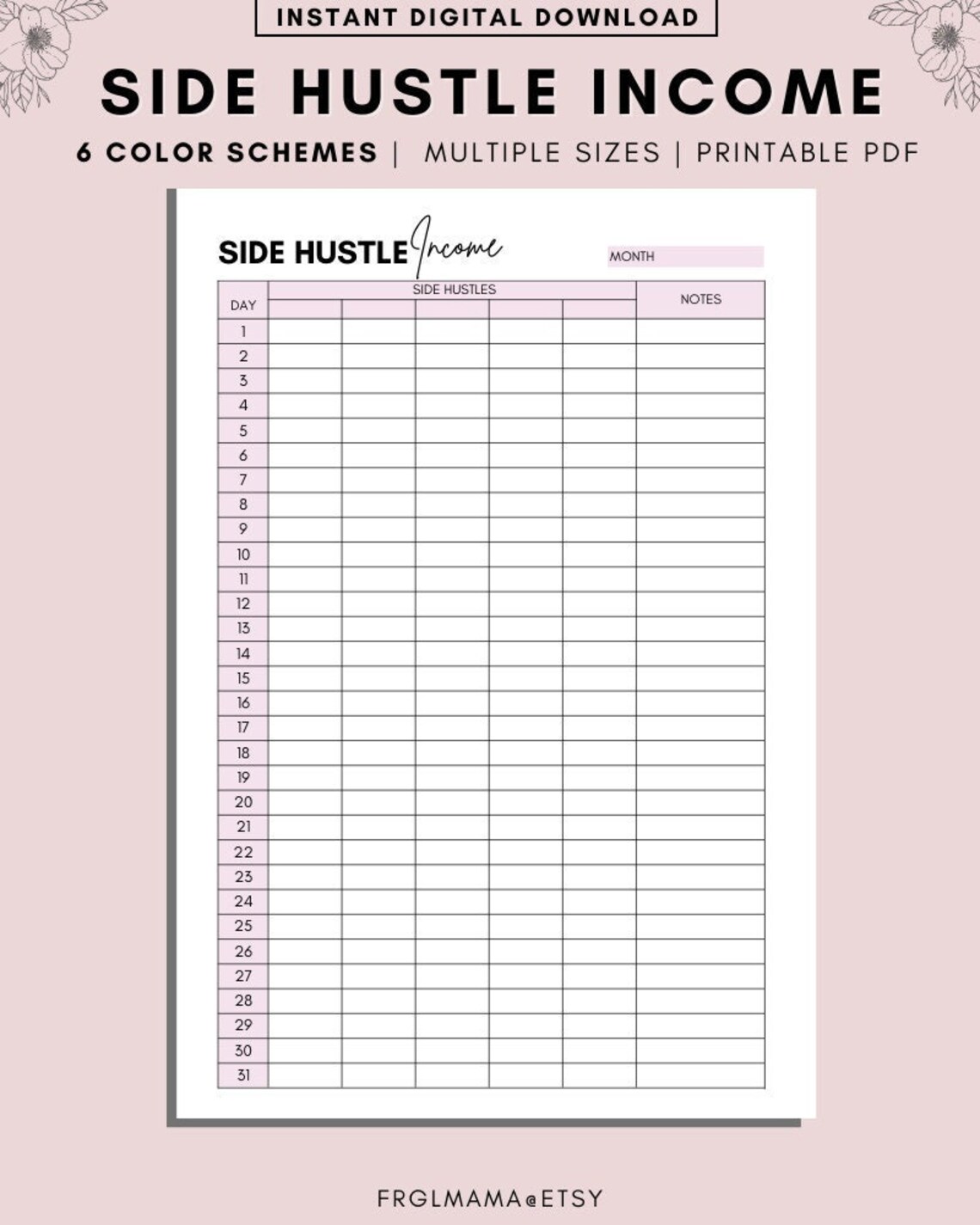 Side Hustle Income Tracker Printable Retail Arbitrage Income | Etsy UK