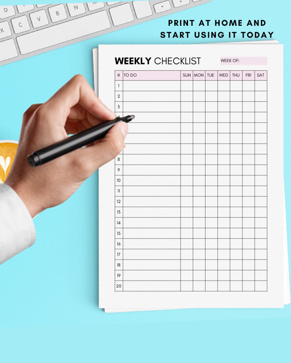 Weekly Checklist Printable to Do List Template Weekly | Etsy Canada