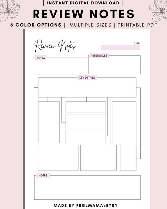 Note Writing Template Printable Lecture Notes Re-writing - Etsy