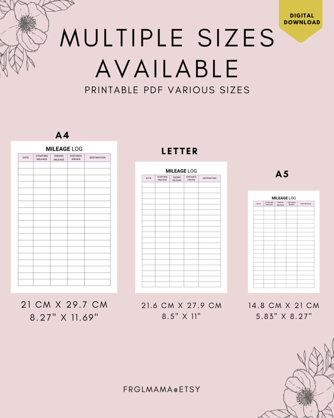Printable Mileage Log: Vehicle Mileage Tracker (PDF) - Etsy