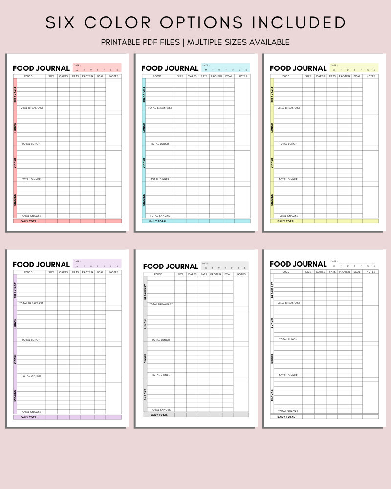 Daily Food Journal Printable: Calorie Counting, A4 A5 (digital Download ...