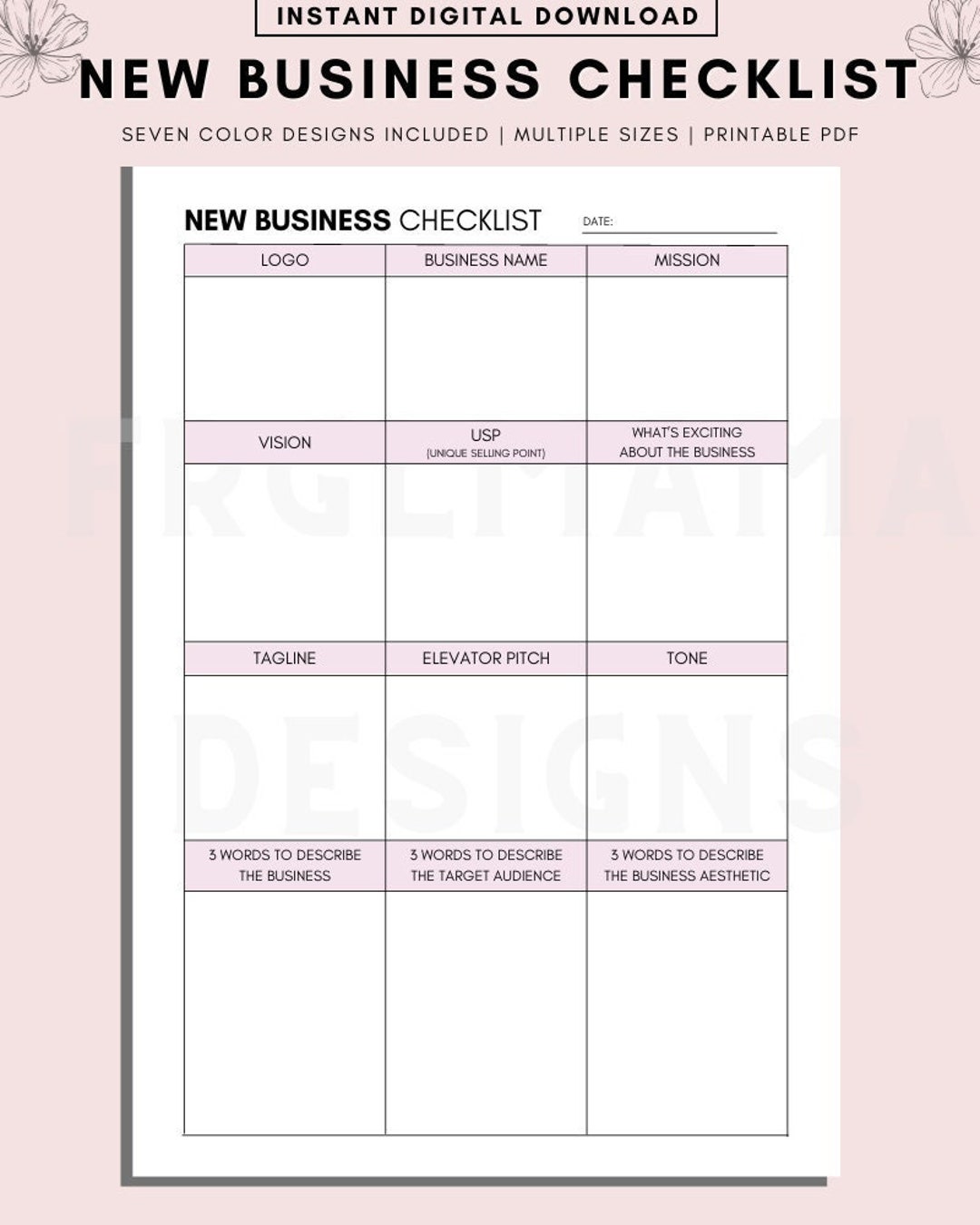One Page Business Checklist, One Page Business Plan, Small Business ...