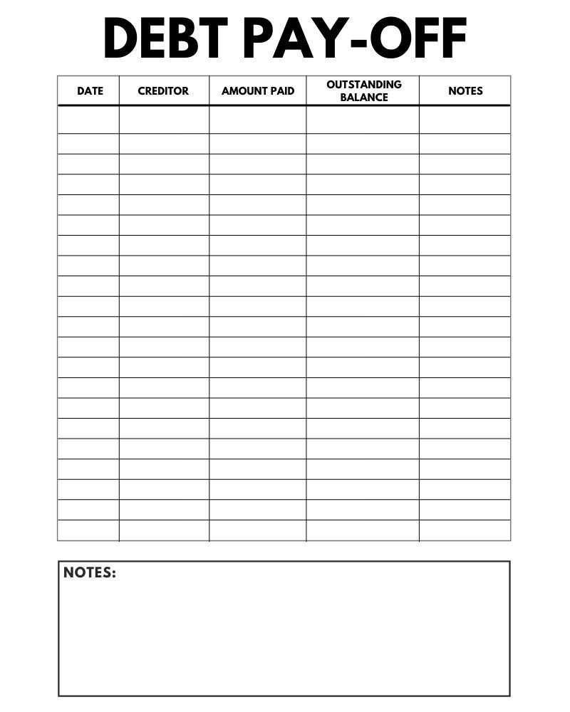 Debt Repayment Printable, Debt Tracker, Debt Payoff Tracker, Debt ...