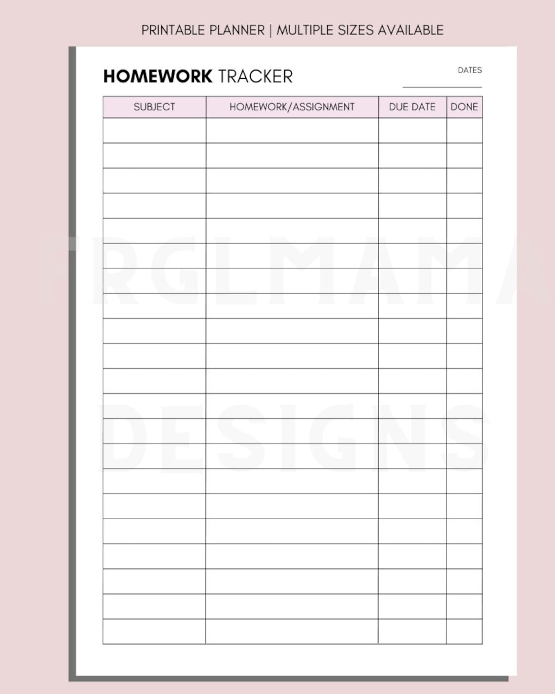 Printable Weekly Assignment Tracker: Homework & Assessment List (A4, A5 ...
