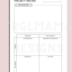 Priority Matrix Printable, Task Priority Matrix, Decision Matrix ...