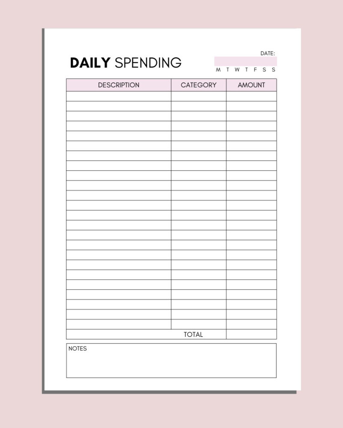 Daily Spending Log: Printable Expense Tracker (A4 A5 Letter PDF) - Etsy
