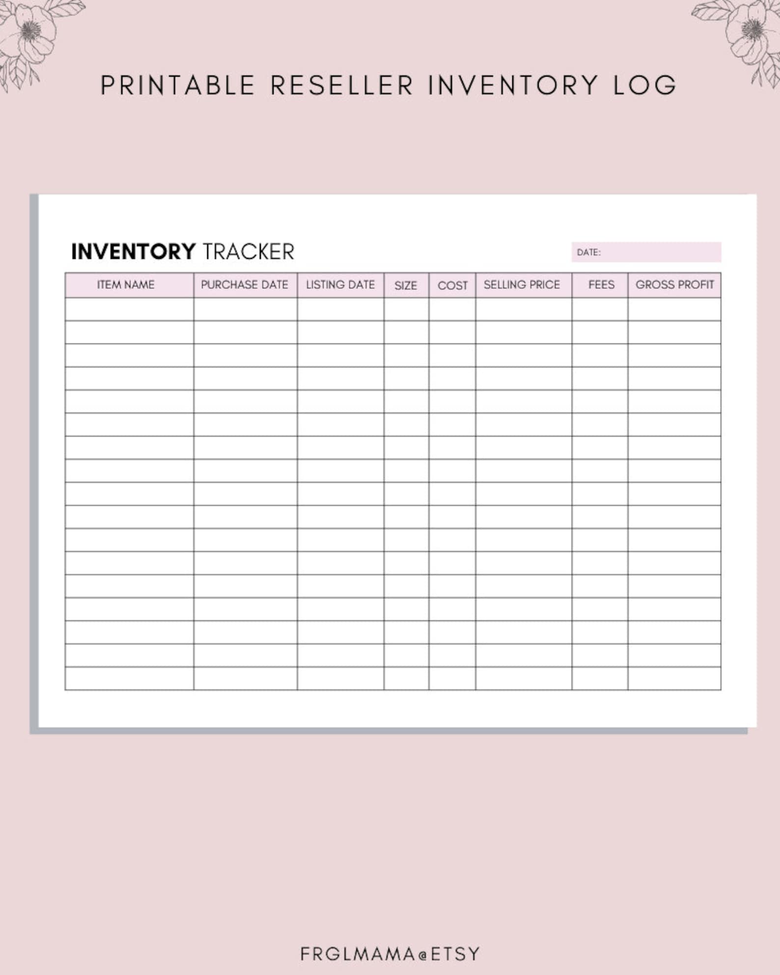 Reselling Inventory Tracker Inventory Sheet Small Business | Etsy
