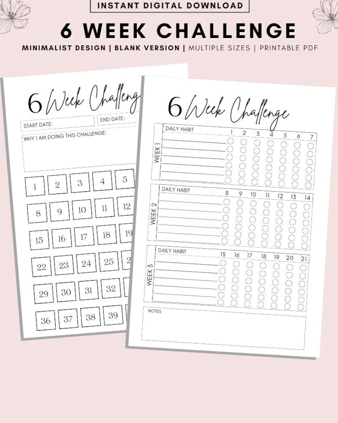6 Week Challenge Tracker, Challenge Tracker, Modified 75 Medium ...