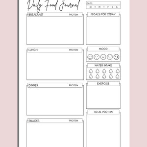 Undated Protein Daily Food Journal, A4 A5 Printable Daily Food Journal ...