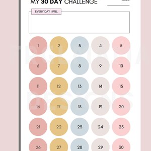 30 Day Challenge, 30 Day Tracker, Goal Setting, Progress Tracker, Habit ...