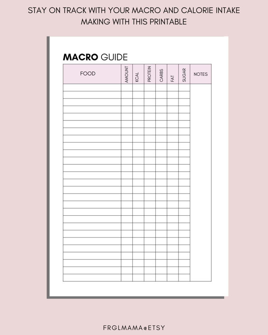 Macro Quick Reference Printable A4 A5 Printable Daily Food - Etsy
