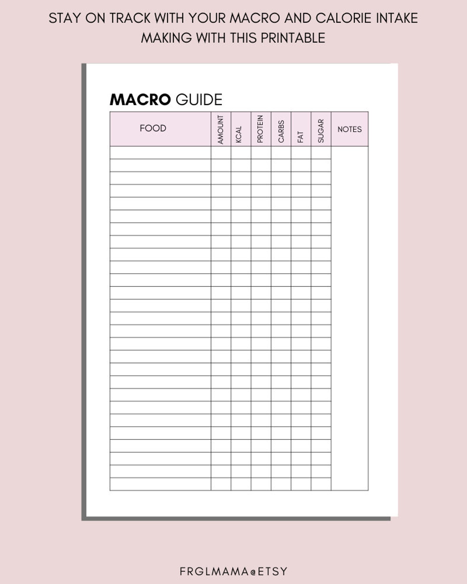 Macro Quick Reference Printable, A4 A5 Printable Daily Food Journal ...