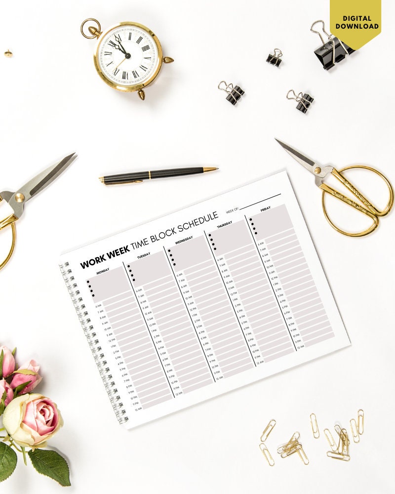 Time Blocking Weekly Schedule Printable (digital Download) - Etsy