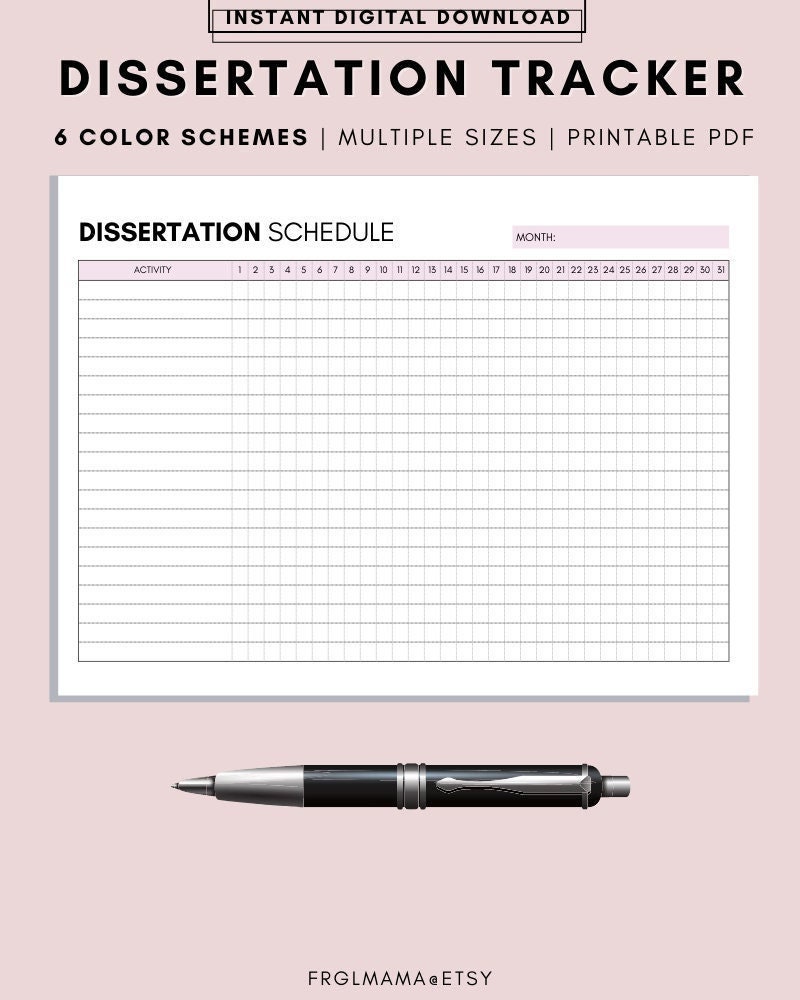 Dissertation Timeline Template Dissertation Work Plan - Etsy UK