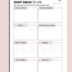 8 Areas of Life Planner Printable, Life Goals Planner, Goal Setting ...