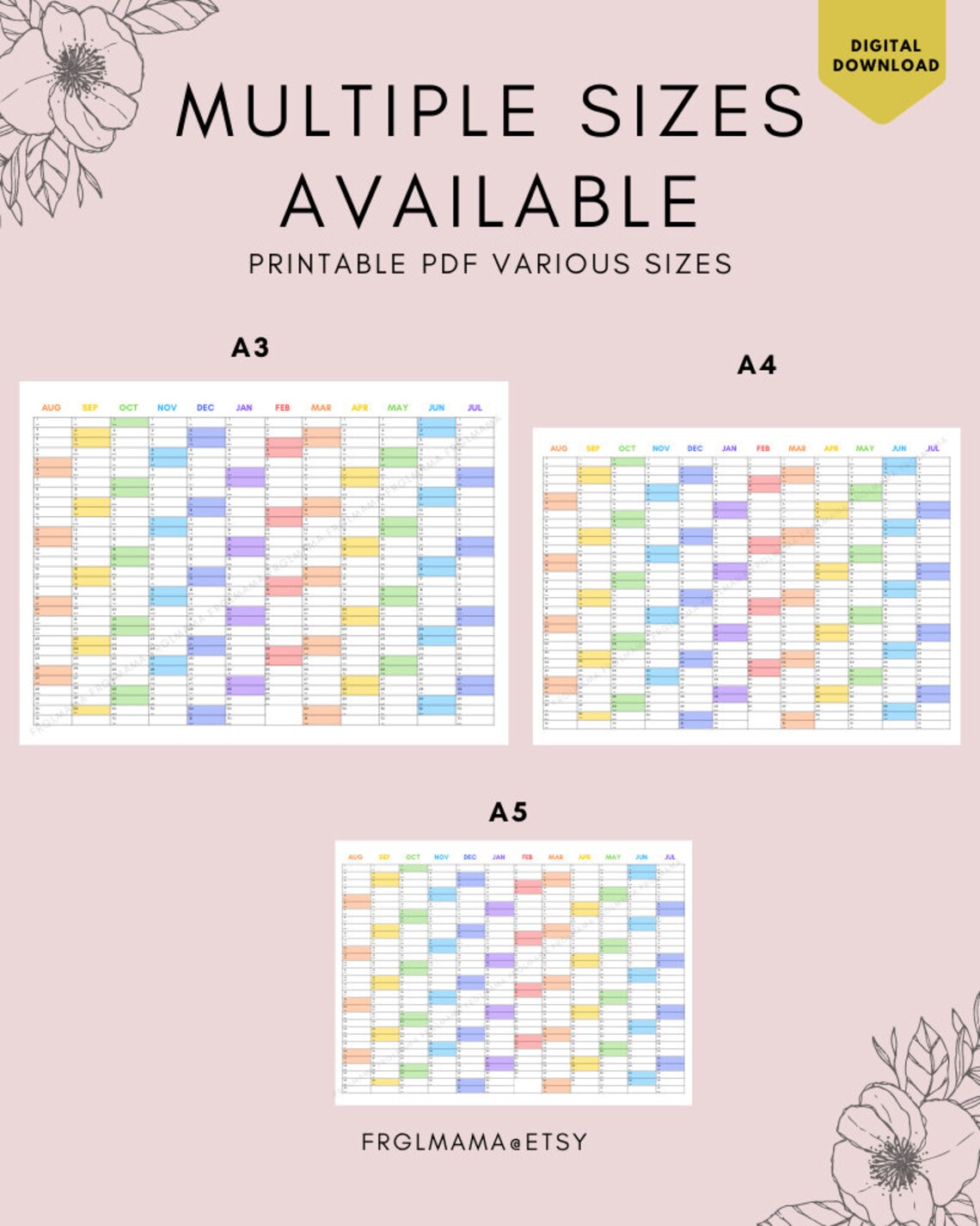 2023/24 Year Planner AUG 2023 JUL 2024 Yearly Planner on 1 - Etsy UK