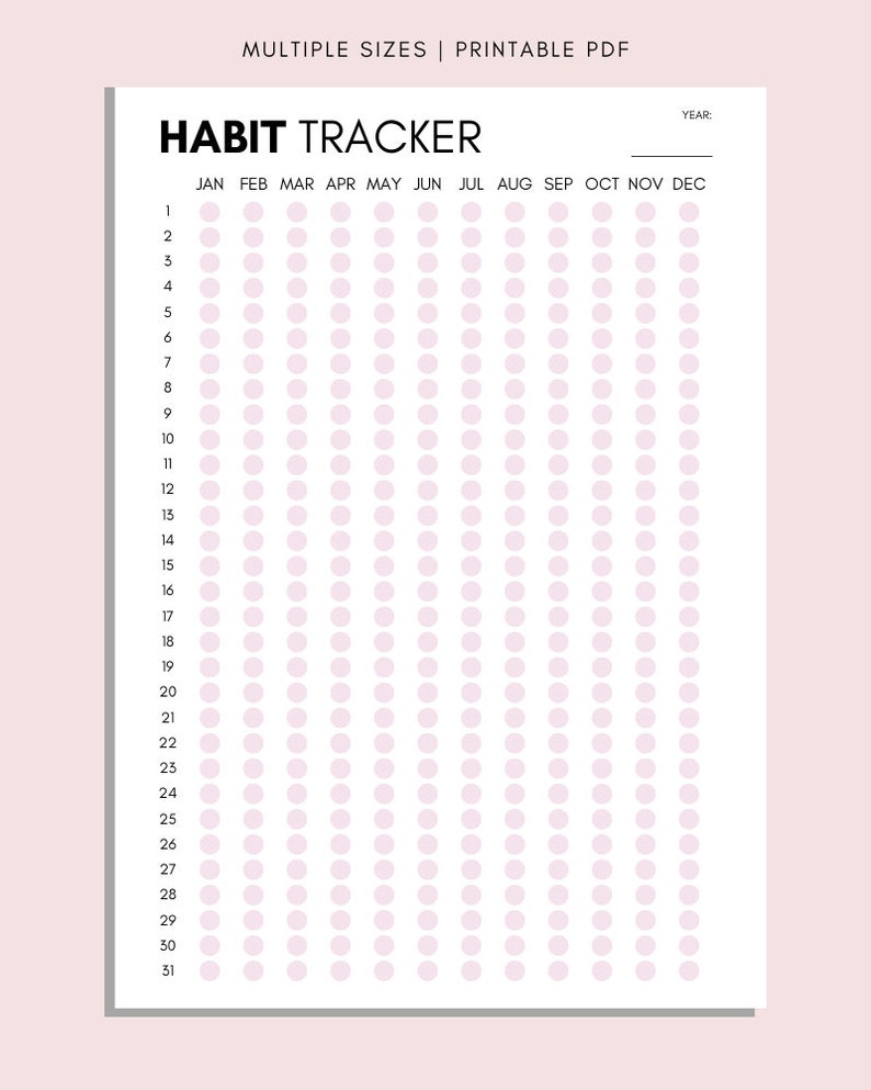 Yearly Habit Tracker Printable: Routine & Goal Planner (digital ...