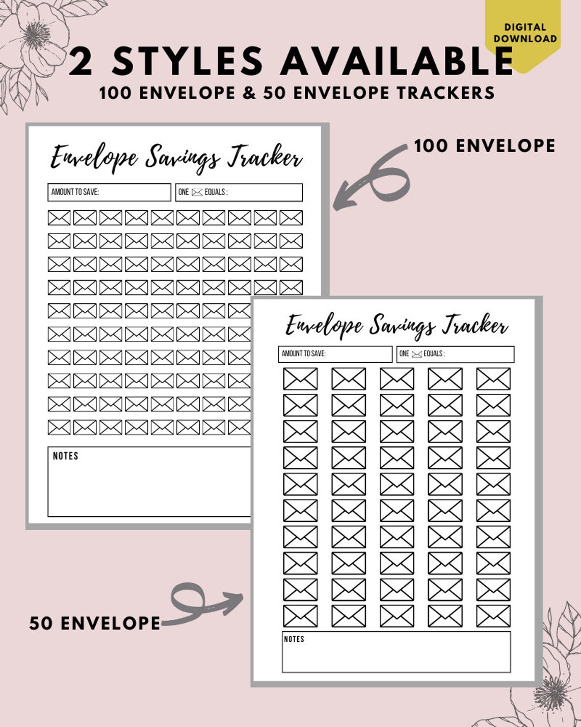 Printable 100 Envelope Savings Challenge Tracker Printable 50 - Etsy