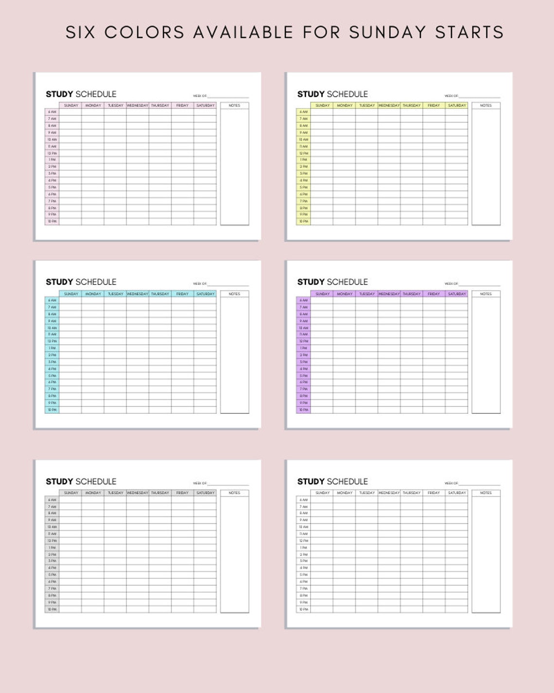 Minimalist Revision Timetable Printable Set Hourly Agenda | Etsy