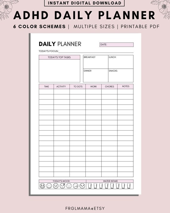 Free Printable Adhd Daily Planner Template