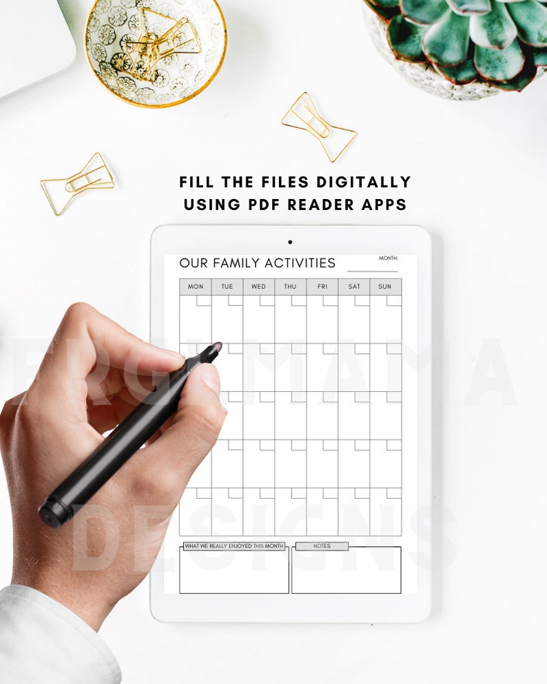 Family Activities Calendar: Printable Monthly Planner (digital Download ...