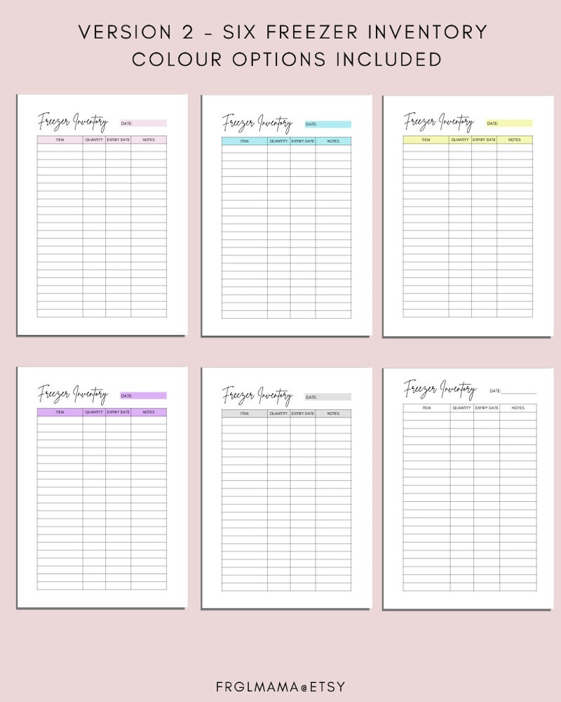 Kitchen Inventory Printable Pantry Fridge and Freezer - Etsy