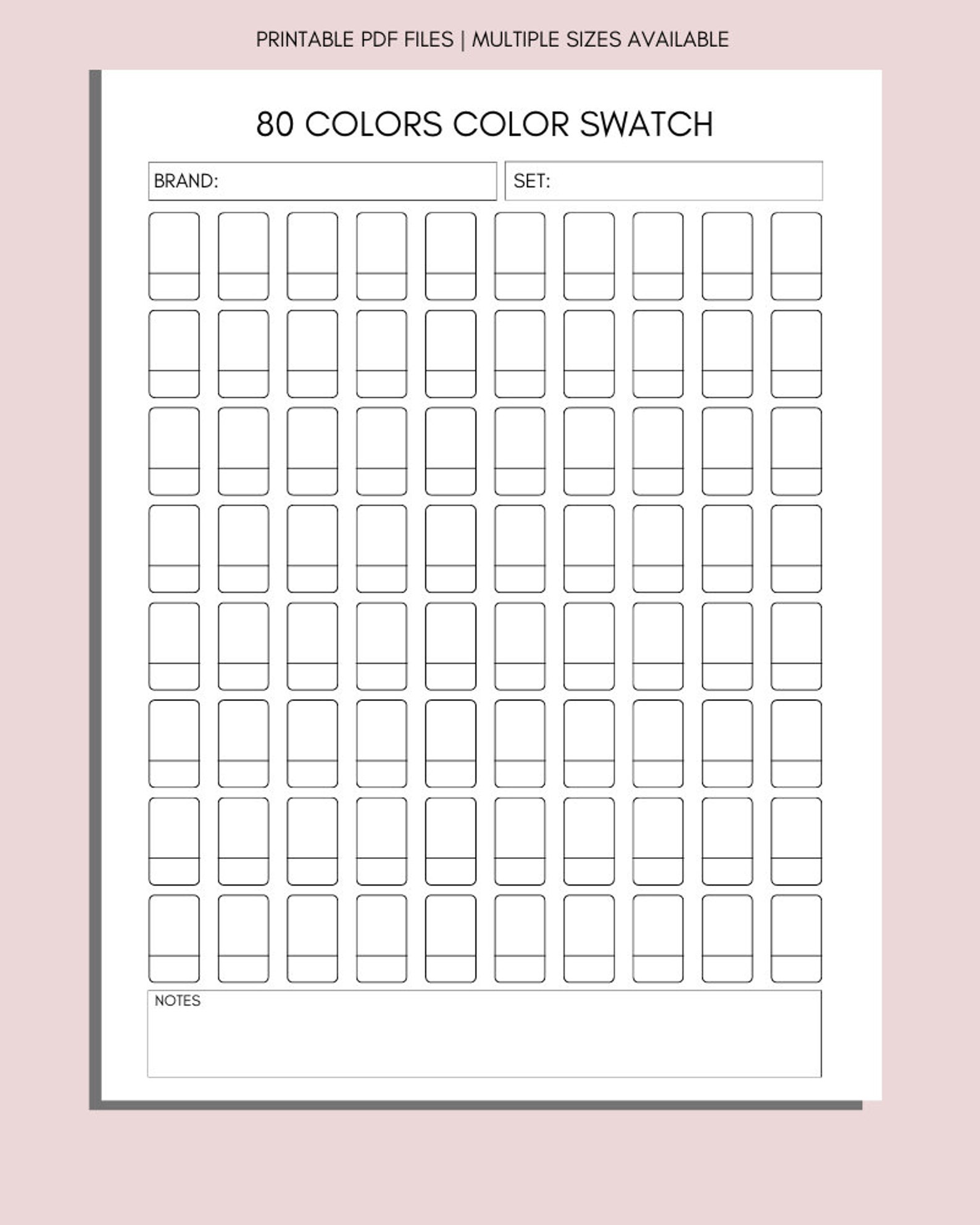 Printable Color Swatch Chart: DIY Marker & Paint Swatches (PDF) - Etsy
