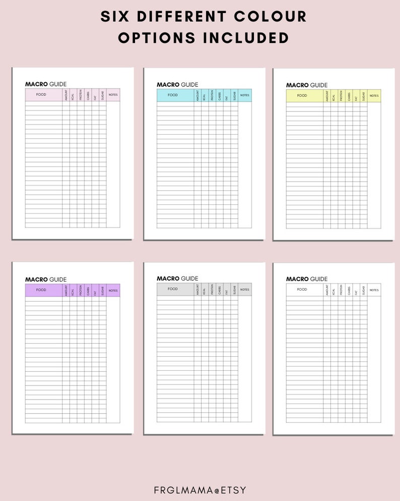 Macro Quick Reference Printable A4 A5 Printable Daily Food - Etsy