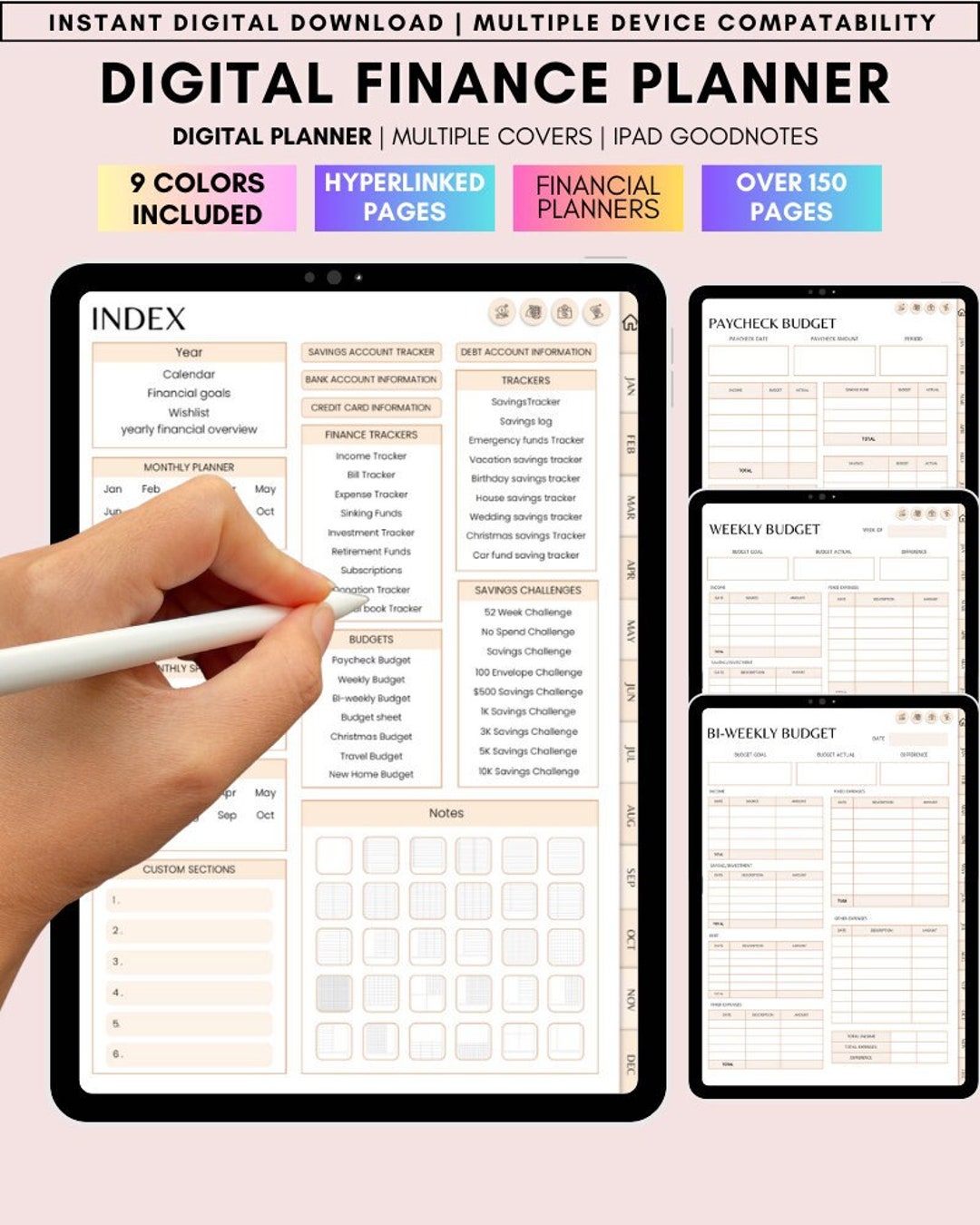 Digital Budget Overview Template, Digital Budget Planner, , Paycheck ...