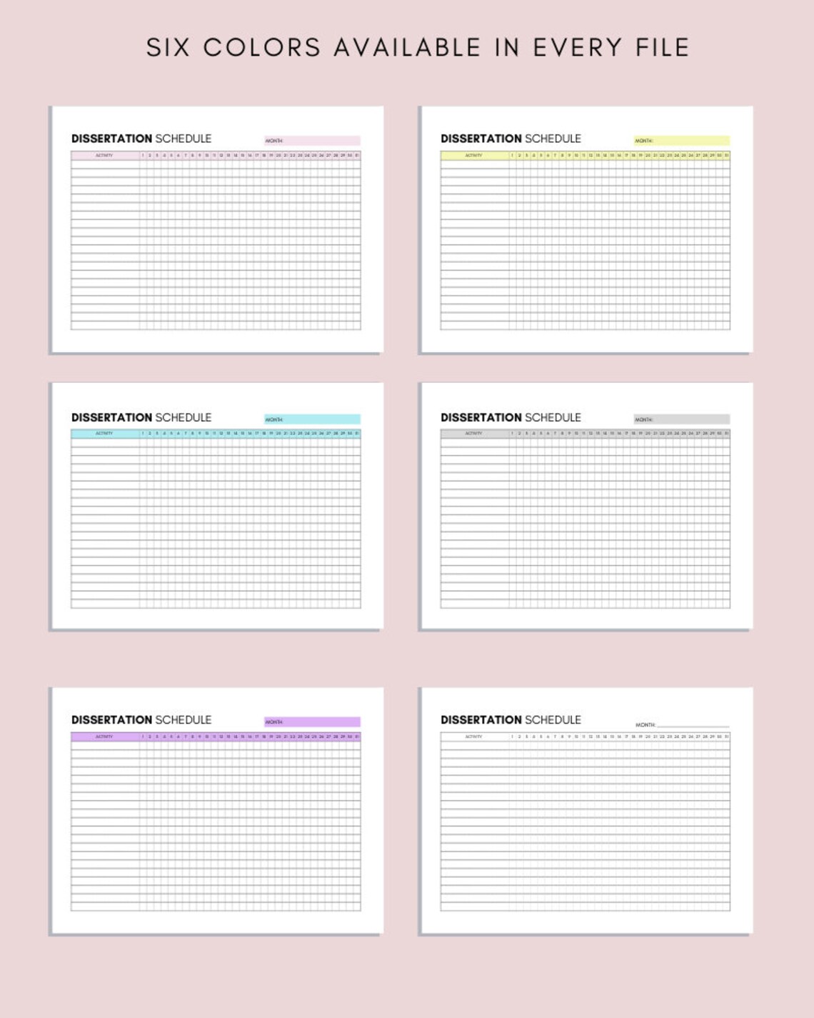 Dissertation Timeline Template Dissertation Work Plan - Etsy UK