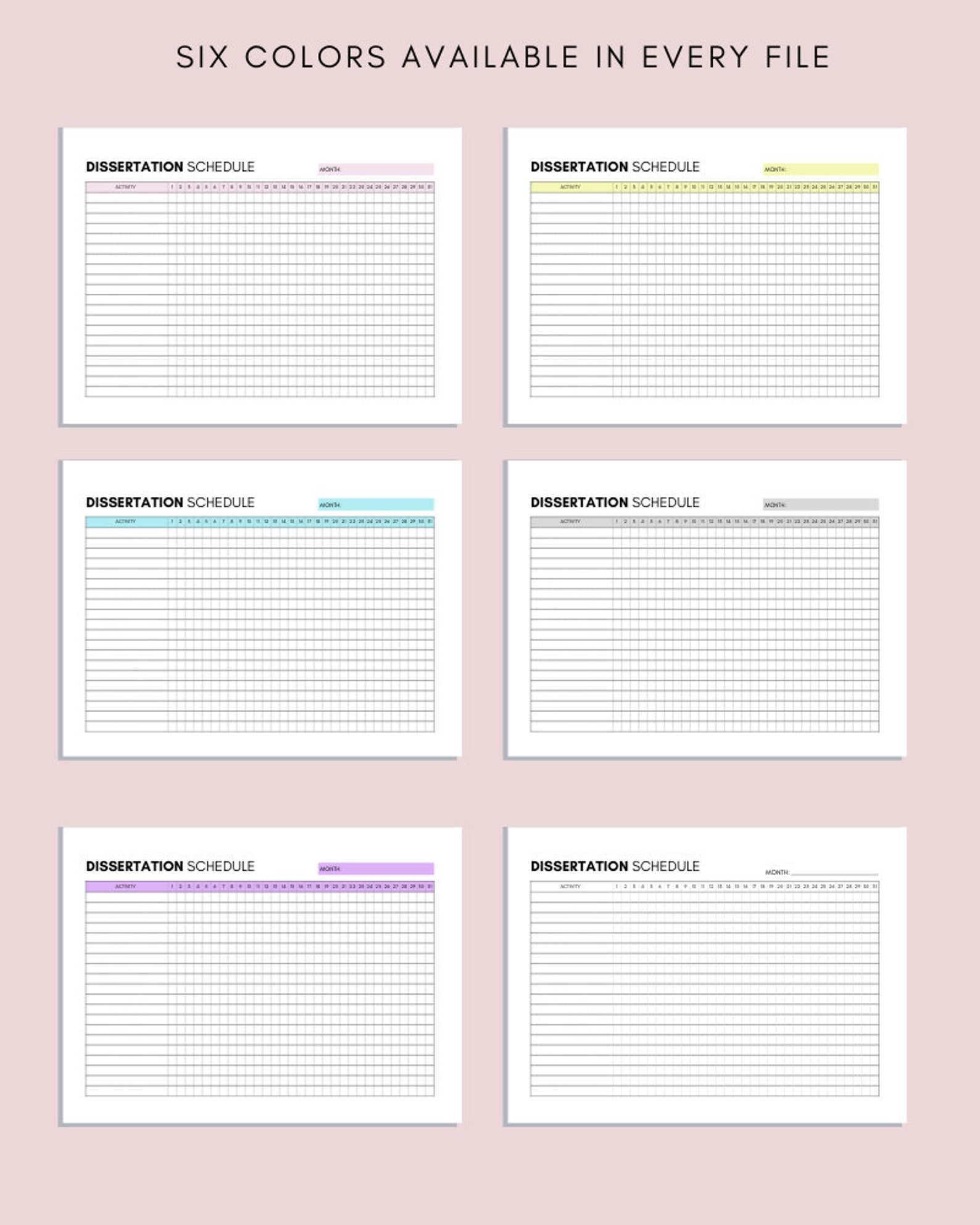 Dissertation Timeline Template Dissertation Work Plan - Etsy UK