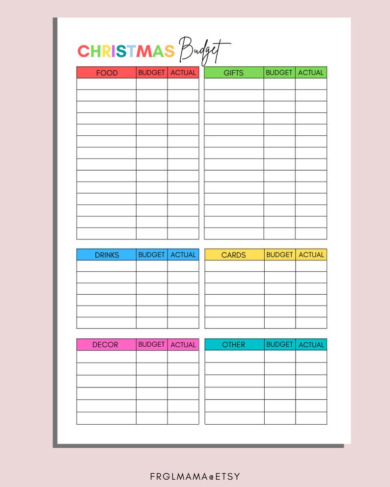 CHRISTMAS Budget Overview Template Printable Paycheck Budget | Etsy
